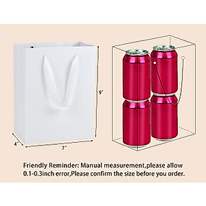 HUAPRINT White Paper Bags,White Gift Bags,Shopping Bags with Handles,20 Pack Small Gift Bags,7x4x9inch,Retail Bags,Party Favor Bags,Merchandise Business Bags,Wedding Bags