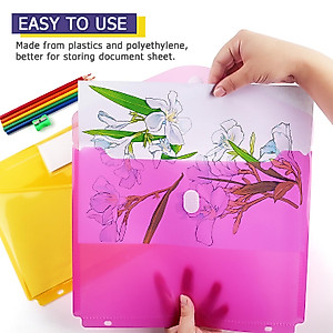 Tamaki 6 Pack 3 Ring Binder Pocket Clear Pouch, Letter Size, Snap Button Binder Folders Organizer with Label for School Supplies