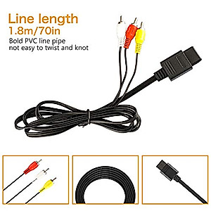 2 Pack 6Ft AV Cable N64 AV Cable Composite Retro Audio Video Standard Cord for Nintendo 64 TV Game/SNES/Gamecube/GC
