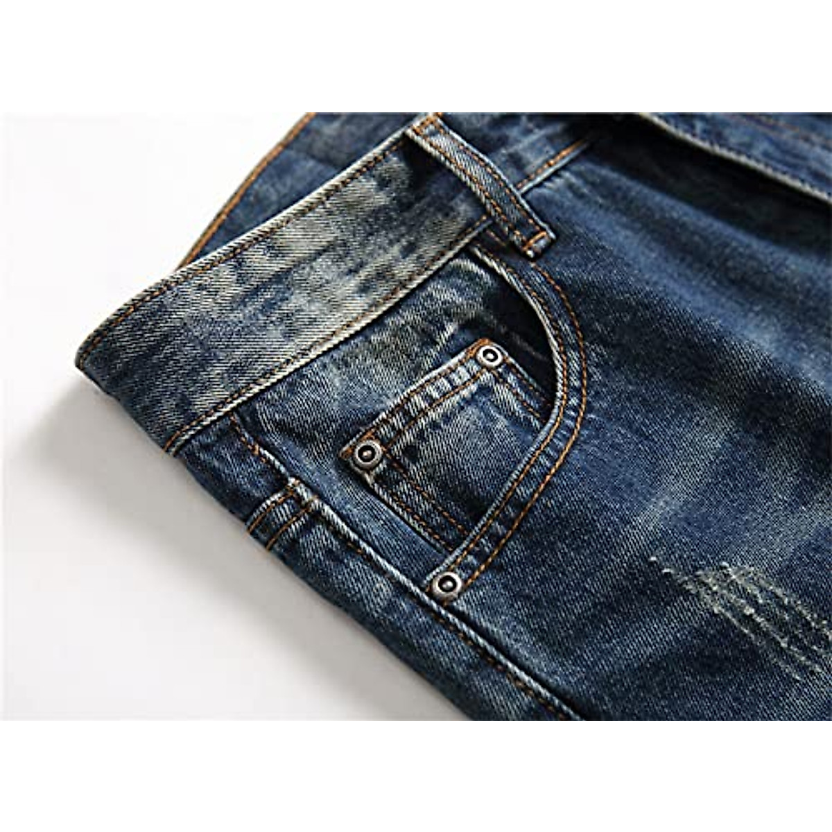 Men's Casual Ripped Jeans Distressed Slim Fit Straight Leg Denim Pants Classic Destroyed Washed Jean Trousers (Blue 1,38)