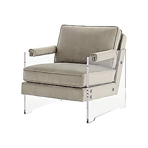 Signature Design by Ashley Avonley Contemporary Accent Chair with Clear Acrylic Base, Taupe