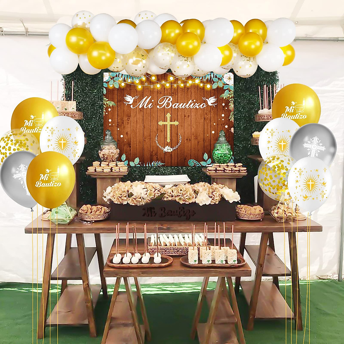 50Pcs Mi Bautizo Balloons Cross and Dove Balloons for Baptism Decorations Christening First Communion Mi Bautizo Decorations Baby Shower