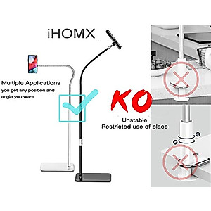 iHOMX Gooseneck Tablet Floor Stand, 360 Degree Rotating Long Arm & Vertical Adjustable Tablet Stand Holder for 4"-12.9" Device, Cell Phone,iPad,Nintendo,eBook Reader (Vertical-Black)