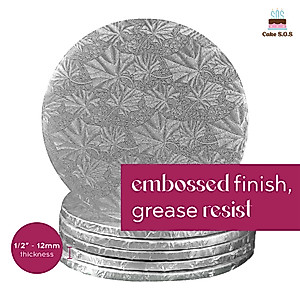 18 inch Silver Round Sturdy Cake Board Drums for Displaying Cakes, 1/2 inch Thick, 6 count