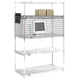 Nexel Commercial Mini Security Enclosure for Wire Shelving Units, 48"Wx24"Dx21"H, Mounts Between Two Wire Shelves of Matching Size, Locking, Chrome