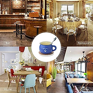 Teivio Absorbing Stone Mandala Ceramic Coasters for Drinks Cork Base with Holder, for Friends Funny Birthday Housewarming Apartment Kitchen Bar Decor, Suitable for Wooden Table, Coffee Table, Set of 8