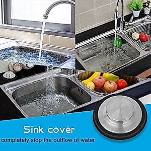 3 3/8 inch Kitchen Sink Stopper Stainless Steel Garbage Disposal Plug Kitchen Sink Plug Fits Standard Kitchen Drain Size of 3 1/2 Inch (3.5 Inch) Diameter (2 Pack)