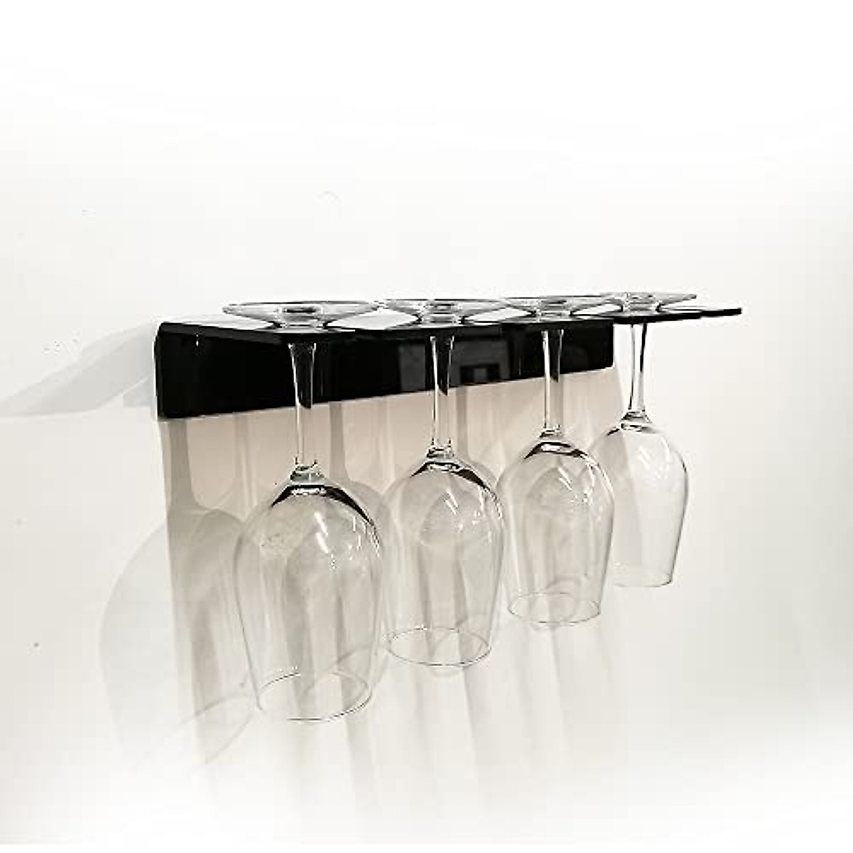 Wine Glass Rack|Stemware Holder|Wine Glass Organizer Glasses Storage Hanger for Bar Kitchen|Acrylic 2 pieces (Black)