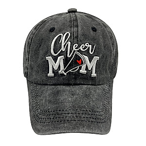 Waldeal Women's Cheer Mom Hat, Washed Adjustable Cheerleader Baseball Cap, Black