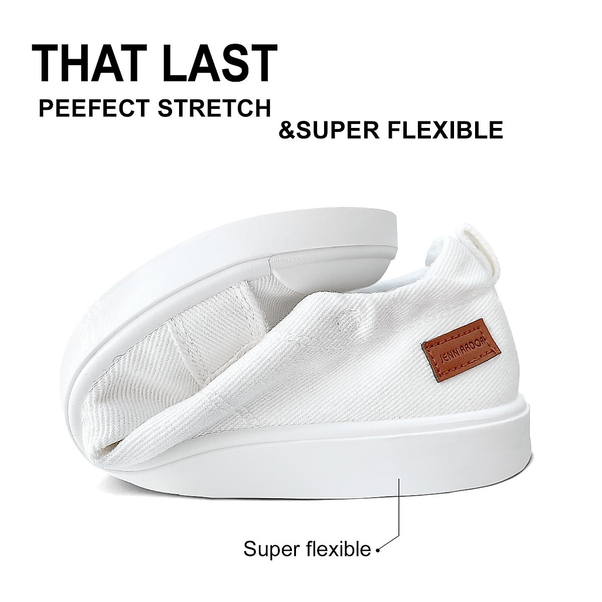JENN ARDOR Womens Stylish Canvas Slip On Sneakers Low Top Casual Walking Shoes with Comfort, Durable, Lightweight, Non-Slip A-White