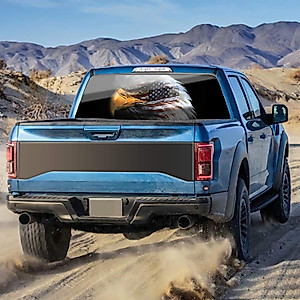 WILDLAVIE Truck Rear Window Perforated Decal Wrap Size 66" x 20" American Flag Eagle Graphic Vinyl Sticker Patriotic Decoration Fit Most Pickup Trucks SUV