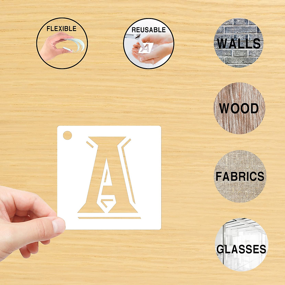 42PCS Letter Stencils 4 inch Reusable Plastic, Alphabet Craft Stencils and Number, Art Craft Stencils, Number Templates Letter Stencils for Wood, Wall, Fabric, Rock, Chalkboard, Signage