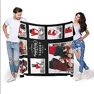 Mom Dad Custom Throws Blanket Personalized with Photos on it, Customized Blankets with Pet Picture，Personalized Gifts for Lover and Friends on Christmas Fathers Mothers Day Easter Birthday|8 Photos