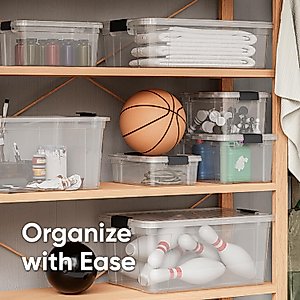 Superio Clear Storage Box with Lid, 6.75 Quart Plastic Container Bins for Organizing, Stackable Crates, BPA Free, Non Toxic, Odor Free, Organizers for Home, Office, School, and Dorm