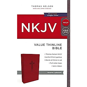 Personalized Custom Text Your Name NKJV Value Thinline Holy Bible Leathersoft Red Letter New King James Version Custom Made (Burgundy)