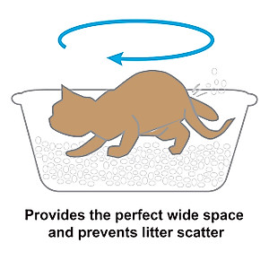 Richelle PAW TRAX Wide Cat Litter Pan in Brown, Rectangular Cat Litter Pan with Scoop | Plastic and Durable - Ideal for Big Cats and Multi-Cat Households
