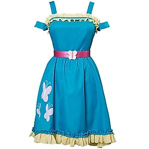 EChunchan Pony Fluttershy Cosplay Costume Human Princess Dress Halloween Masquerade Party Role Play Costume (Female XXL) Multicoloured