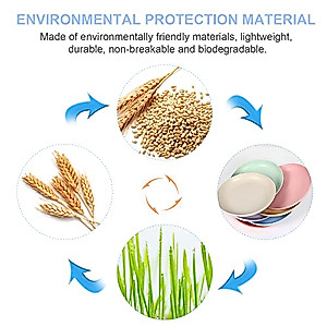 ZongXing 14 Pack Plates Set, 9 inch Wheat Straw Plates, Lightweight Unbreakable Dinner Plates Set, Healthy Cereal Dishes Dishwasher & Microwave Safe, Multi Color