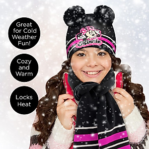 Disney baby girls Toddler Minnie Mouse Winter Hat, Scarf, and Gloves Or Mittens Ages 2-4 4-7 Cold Weather Hat, Black/Pink - Gloves Set, Years US