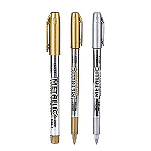 MYARTOOL Metallic Marker Pens, Gold Metallic Permanent Markers for Artist Illustration, Crafts, Gift Card Making, Scrapbooking, Fabric, DIY Photo Album, Value Set of 8
