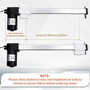 Feikeer Electric Recliner Motor Actuator, Replace okin JLDQ-11, JLDQ-1A, JLDQ.11.156.333K. Lift Chair/Sofa Electric Recliner Motor Actuator with Power Adapter&Hand Controller, Stroke:12.99"/330mm