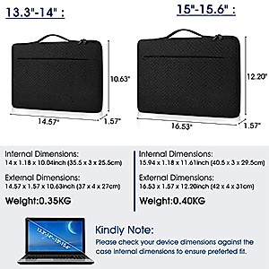 Laptop Sleeve 14 inch Laptop Case Waterproof Handle Laptop Bag Protective Business Computer Carrying Bag Compatible with 13.3-14 Inch Laptop/Chromebook/Notebook, Black