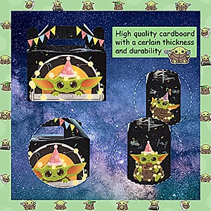 12 Pieces Baby Yoda Birthday Party Supplies Mandalorian Theme Candy Box, Tote Bag, Toy Box, Gift Box for Boys and Girls Kids.