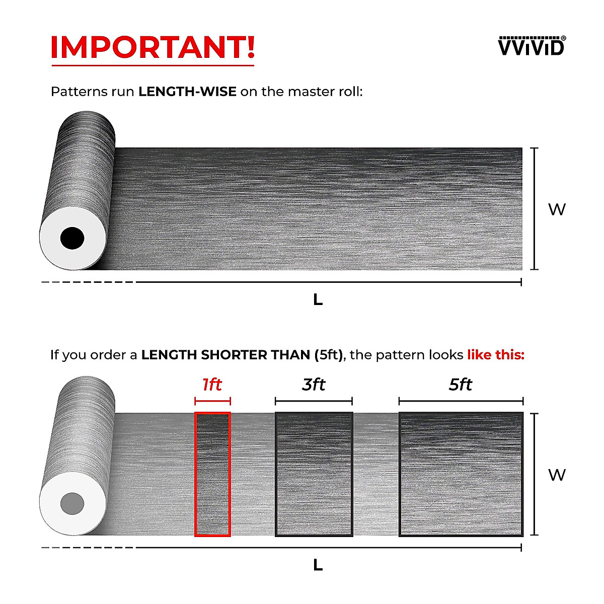 VViViD® XPO Silver Brushed Steel Car Wrap Vinyl Roll with Air Release Technology (1.49ft x 5ft)