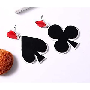 CutieJewelry Dangle Poker Party Unique Players Big Card Earrings (Spades)
