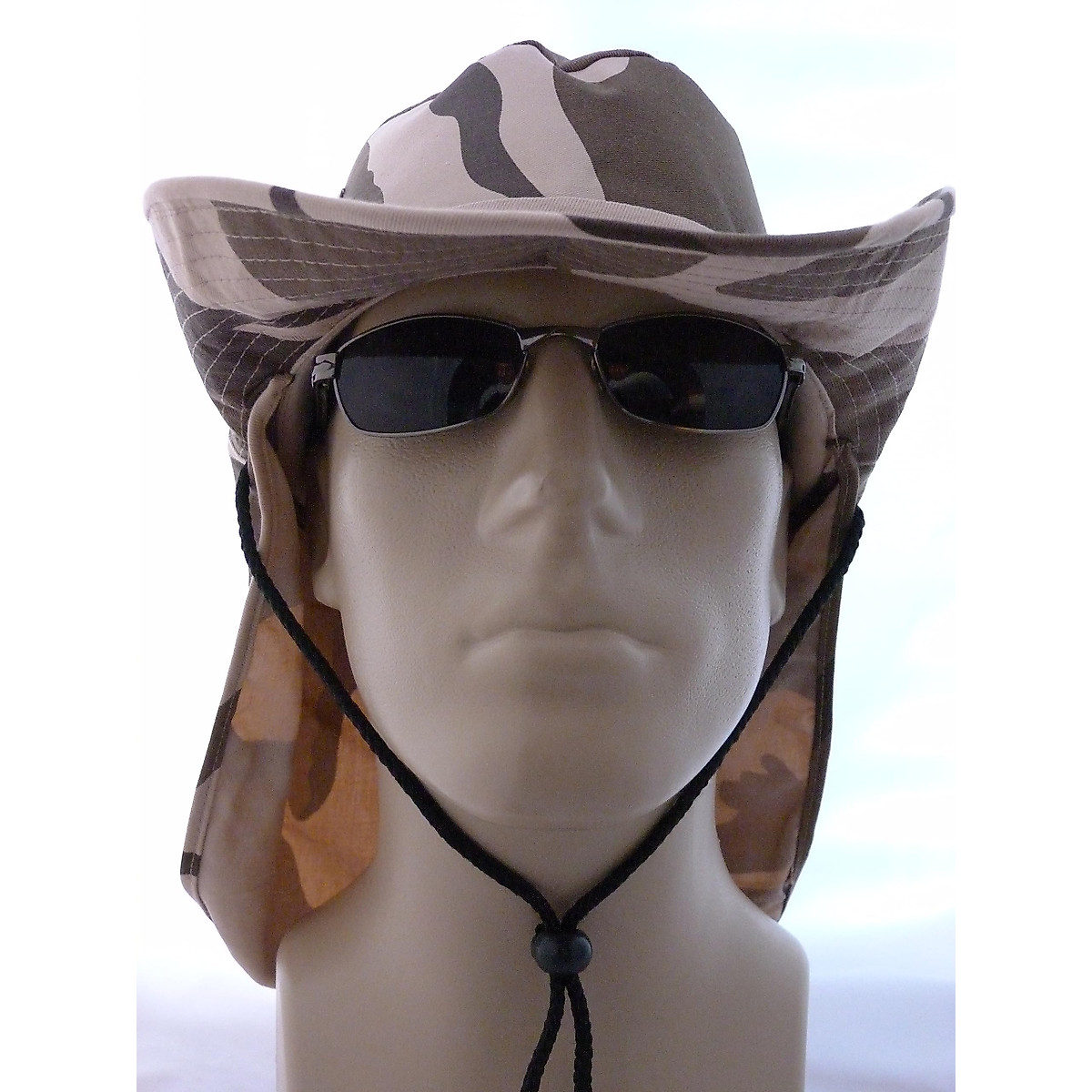 Camouflage Hat Neck Protection from Sun Desert Tan Brown Camo Fishing Bee Keeper Safari Bush Outdoors Men Women (as1, Alpha, one_Size, l)