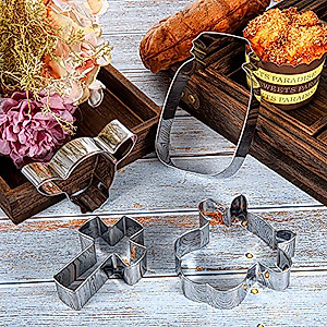 5 Pieces Cow Cookie Cutter Set, Farmhouse Cookie Cutter, 3 Different Cow Cookie Cutters, Steel Cow Head Cookie Cutter, Milk Bottle, Crossed Cookie Cutter for Biscuit and Cakes Kitchen Tool Accessories