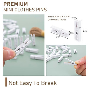 Clothes Pins, 130 Pcs Wooden Clothes Pins, 1.4 Inch White Clothespins, Mini Clothes Pins for Photo, Baby Shower, Party, Crafts DIY Project
