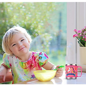 F-32 12 Oz Kids Stainless Steel Unicorn Pink 3D Mug with 2 Pack Slider Closure Lids - Eco-Friendly - BPA Free Signature Collection (Unicorn Pink)