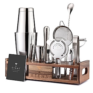 Etens Mixology Bartender Kit Bar Tool Set | Cocktail Making Kit Boston Shaker Set with Stand | Mixed Drink Mixing Professional Martini Shaking Tins Bartending | Home Barware Accessories Equipment