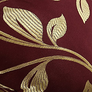 CaliTime Throw Pillow Covers Pack of 2 Cute Growing Leaves Cushion Cases Shells for Couch Sofa Home Decoration 18 X 18 Inches Burgundy/Gold