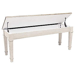 Signature Design by Ashley Skempton Farmhouse Storage Bench, White & Light Brown
