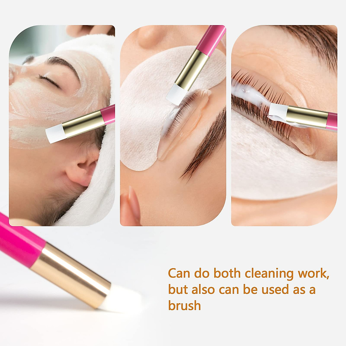 Lash Fan Eyelash Extension Supplies with USB Mini Portable Fans 3 Lash Shampoo Brush 50 Eyelash Mascara Brushes 1 Plastic Wash Bottle for Lash Extension（Rose）