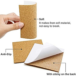 Blisstime 36 PCS Self-Adhesive Cork Sheets 4"x 4" for DIY Coasters, Cork Board Squares, Cork Tiles, Cork Mat, Mini Wall Cork Board with Strong Adhesive-Backed