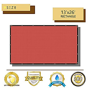 COARBOR 13'X26' Privacy Fence Screen Cover Mesh Blocker with Brass Grommets 180GSM Heavy Duty Fencing for Outdoor Back Yard Patio and Deck Backyard Garden Blocking Neighbor Red-Customized