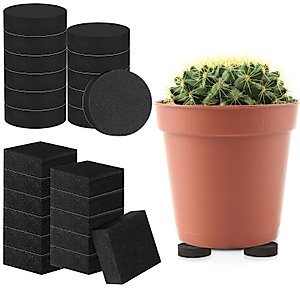 Sawysine 48 Pack Invisible Pot Feet Solid Black Pots Risers Round Square Plant Riser EVA Planter Feet Adhesive Flower Pot Lifter for Indoor Outdoor Planters Garden Plant Pots Flowers