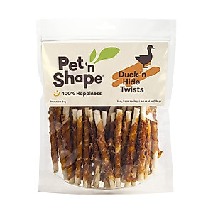 Pet 'n Shape Duck 'n Hide Twists - Duck Wrapped Rawhide Natural Dog Treats, Small, 1 Pound (Pack of 1)