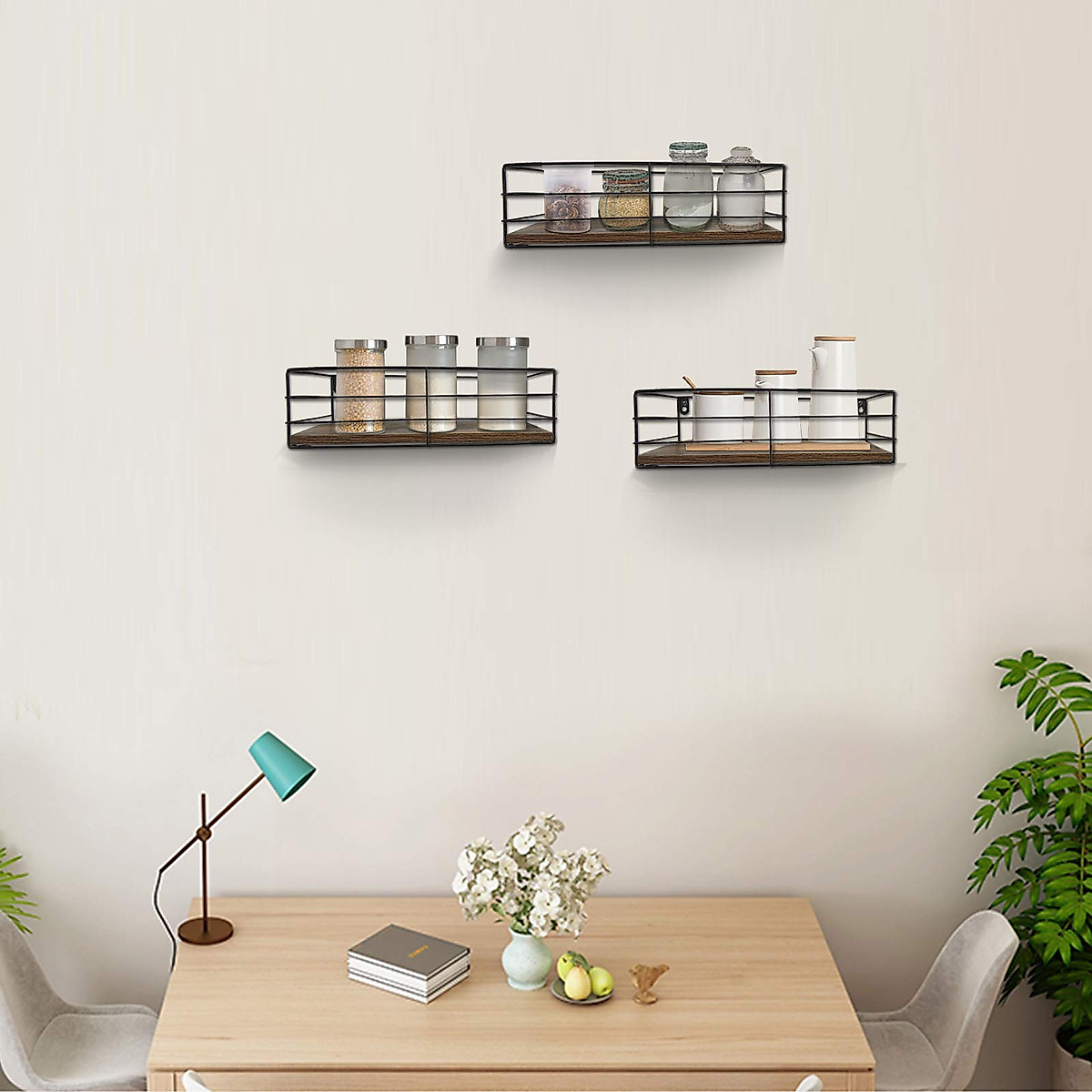 CRUGLA Floating Shelves Wall Mounted Set of 3, Hanging Storage Shelf for Bathroom, Living Room, Bedroom, Kitchen Home Decor