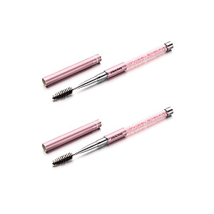 JOSALINAS 2PCS Mascara Brushes Eyebrow Eyelash Brushes Mascara Wands Applicators Eye Brushes Portable Cosmetic Brushes with Cap for Travel, Pink