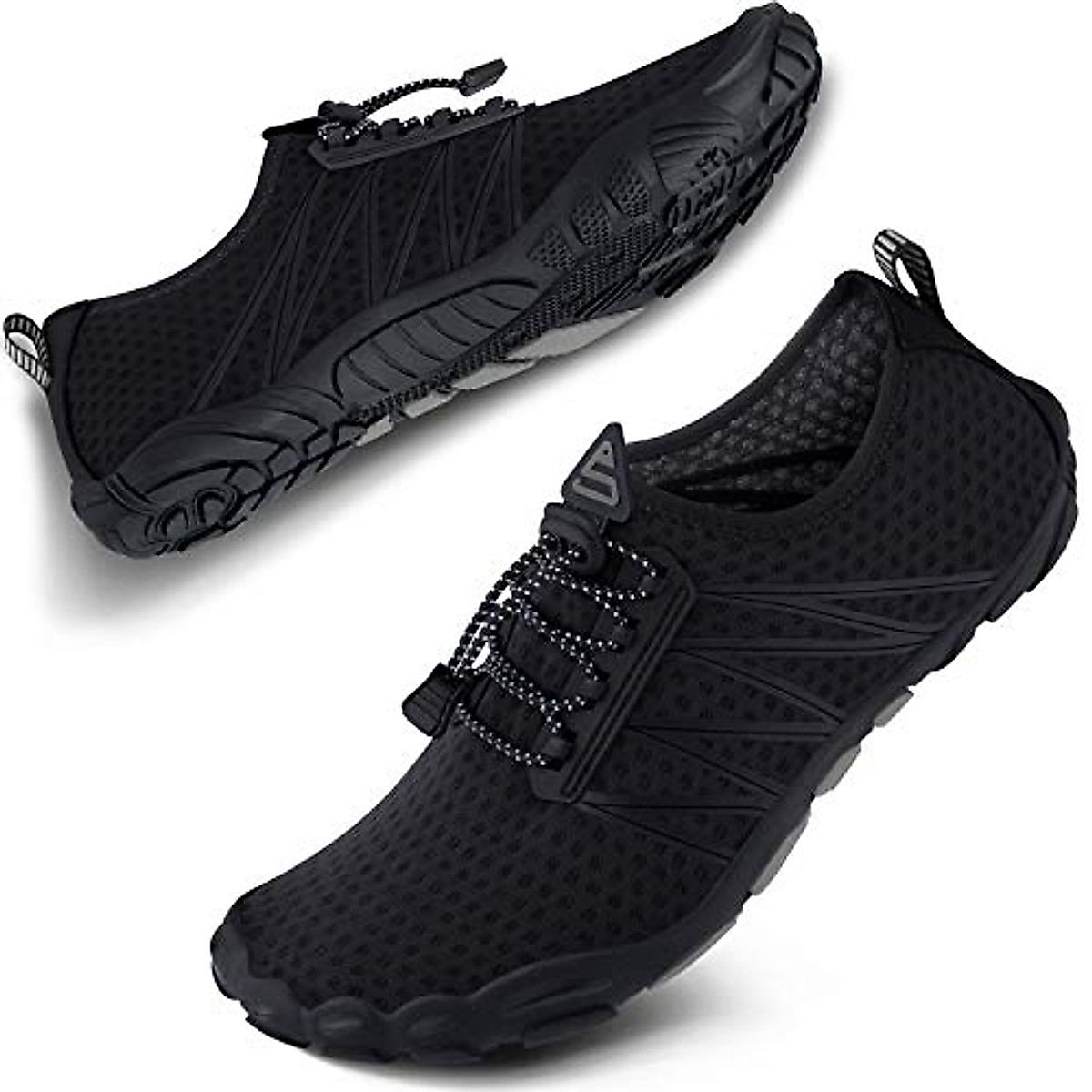 SEEKWAY Water Shoes Men Women Adult Quick-Dry Aqua Sock Barefoot for Beach Swim River Pool Lake Hiking Kayaking Surfing SP001(U) 406Black Size 6 Women/5 Men