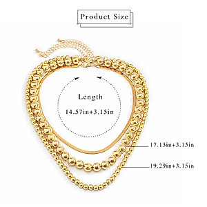 Sixexey Gold Beaded Necklace Layered Necklaces Beads Ball Chain Necklace Jewelry for Women