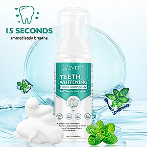 Teeth Whitening Foam,2 in 1 Whitening Toothpaste Mousse,Baking Soda Intensive Stain Removal Toothpaste Foam, Easy to Use, Oral -Care Toothpaste Replacement