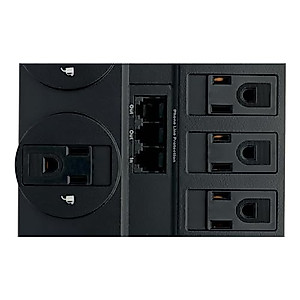 Tripp Lite 12 Outlet Surge Protector Power Strip, 8ft Cord, Right-Angle Plug, Tel/Modem Protection, RJ11, $150,000 Insurance (TLP1208TEL), Black