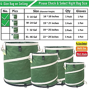 16 Gallon & 24 Gallon Collapsible Trash Can with Solid Bottom Yard Garden Bag for Pop-Up Trash Can,Recycling Bin,RV Camping Waste Bin,Home Laundry Hamper,Yard Waste Bag,Debris Bag,Lawn Grass,Leaf Bags