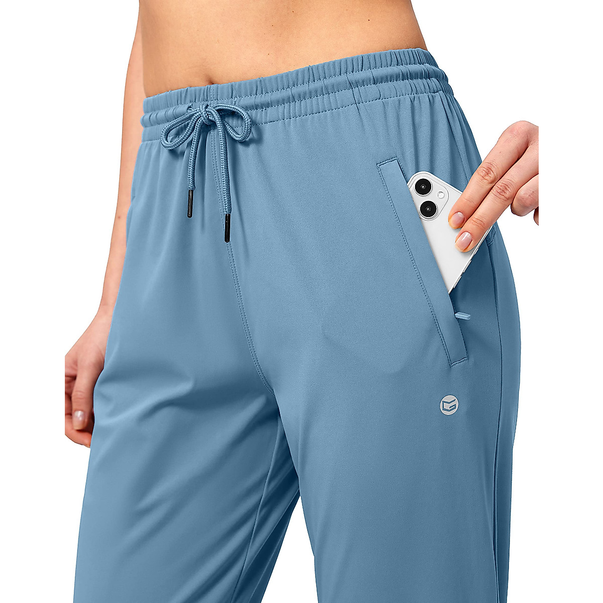 G Gradual Women's Joggers Pants with Zipper Pockets Tapered Running Sweatpants for Women Lounge, Jogging (Slate Blue, X-Large)