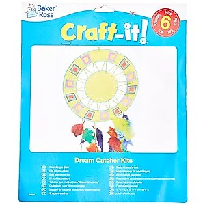Baker Ross - EK3053 Dream Catcher Kit, Dreamcatchers for Kids to Make, Personalise and Display for Arts and Crafts Activities (Pack of 6), 23cm, Assorted 6 Pack